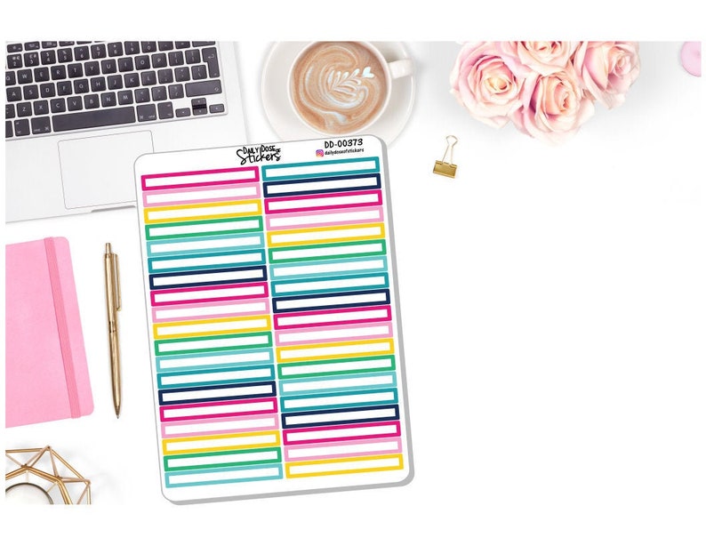 Colorful Single Line Box Outline Planner Stickers Emily - Etsy