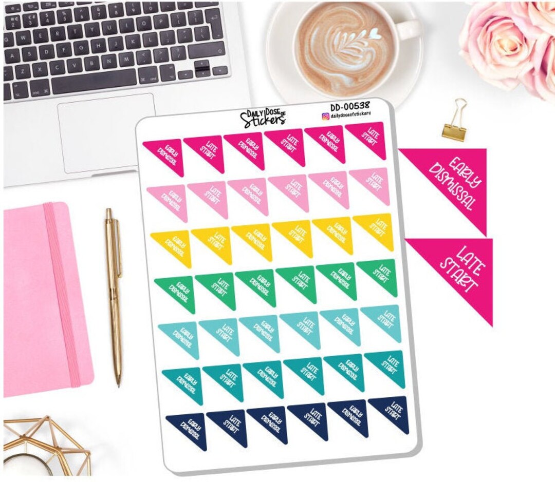 NEW! Early Dismissal Late Start Stickers - Calendar Corner Stickers ...