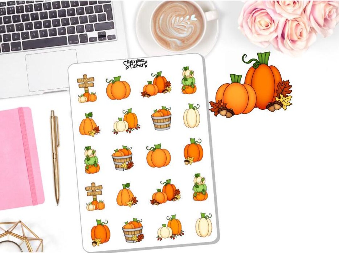 NEW! Pumpkin Clipart Stickers - Fall Clipart - Planner Stickers DD ...
