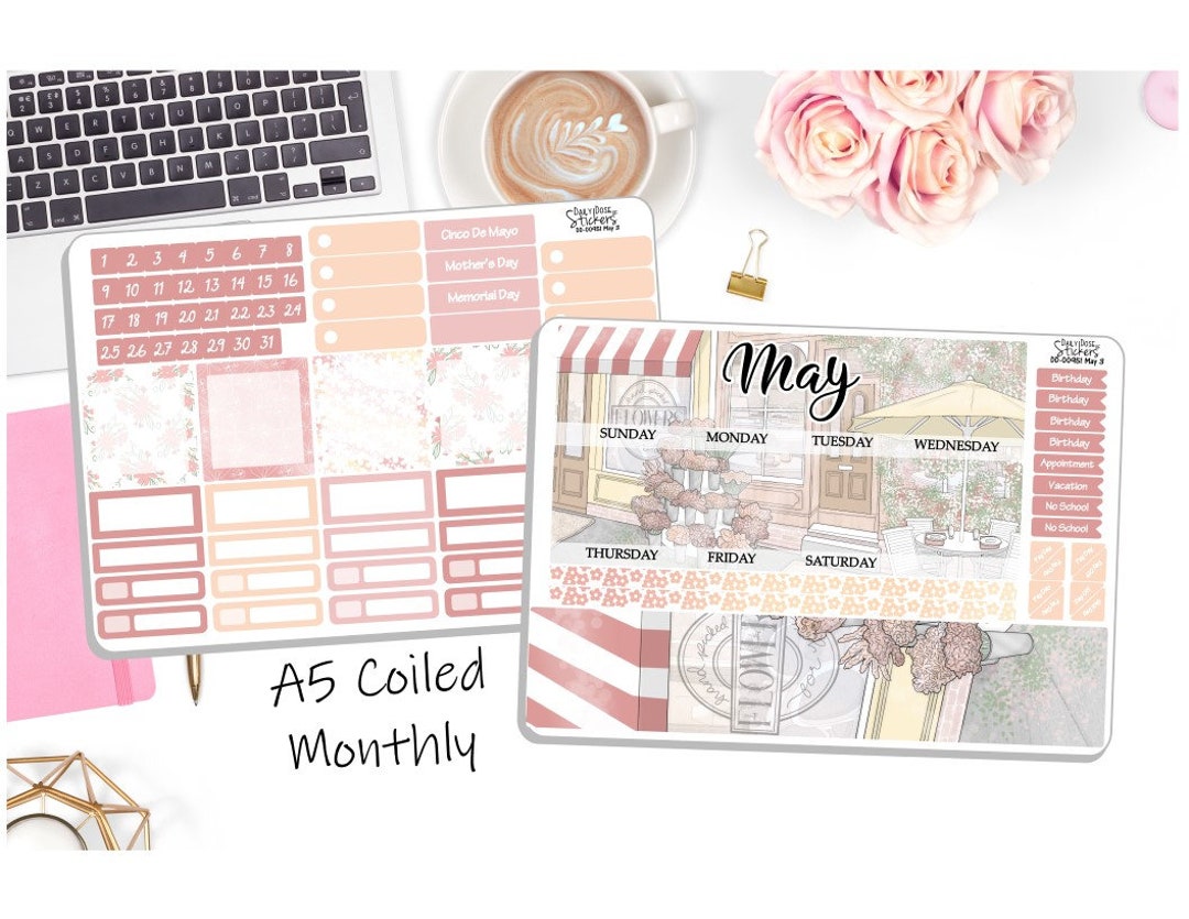 NEW! - A5 Monthly Coiled May Sticker Kit - Flowers - May A5 Monthly Kit ...