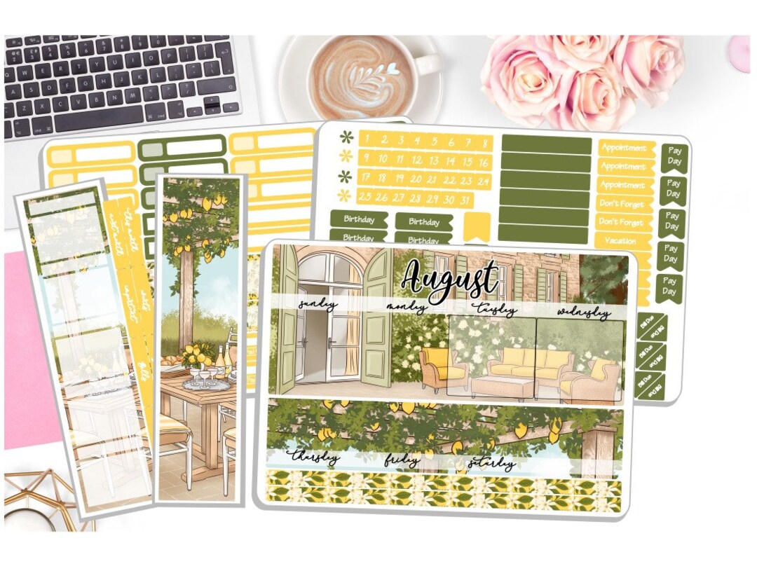 NEW! - Monthly August Sticker Kit - Zest - August Monthly Kit - Planner ...