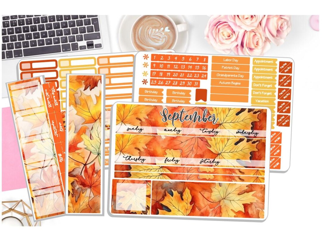NEW! Monthly September Sticker Kit - Falling Leaves - Monthly Kit ...