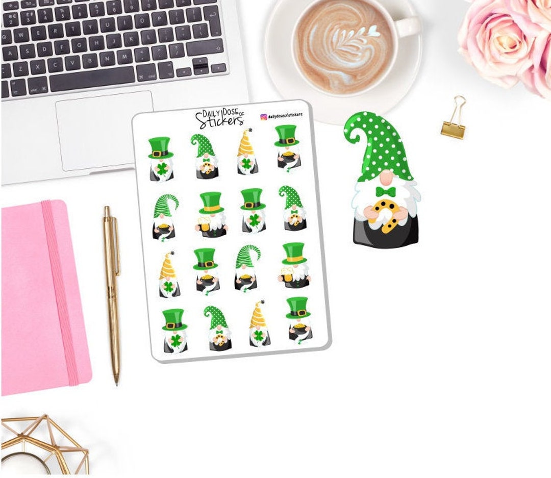 NEW! St Patrick's Day Gnome Stickers - Planner Stickers - DD-00651 - Etsy