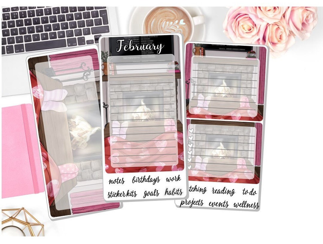 New February Notes Page Sticker Kit Valentines Day Cozy - Etsy