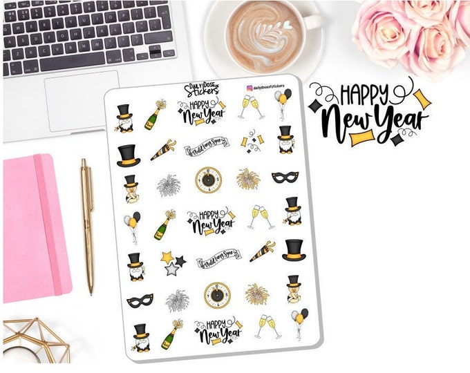 NEW New Year's Clipart New Years Stickers Planner Stickers DD-00251B - Etsy