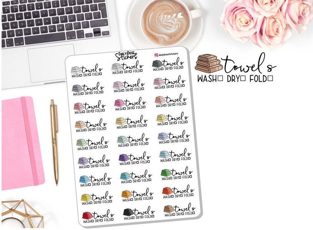 NEW! Towel Stickers - Towels, Wash, Dry & Fold - Laundry Stickers ...