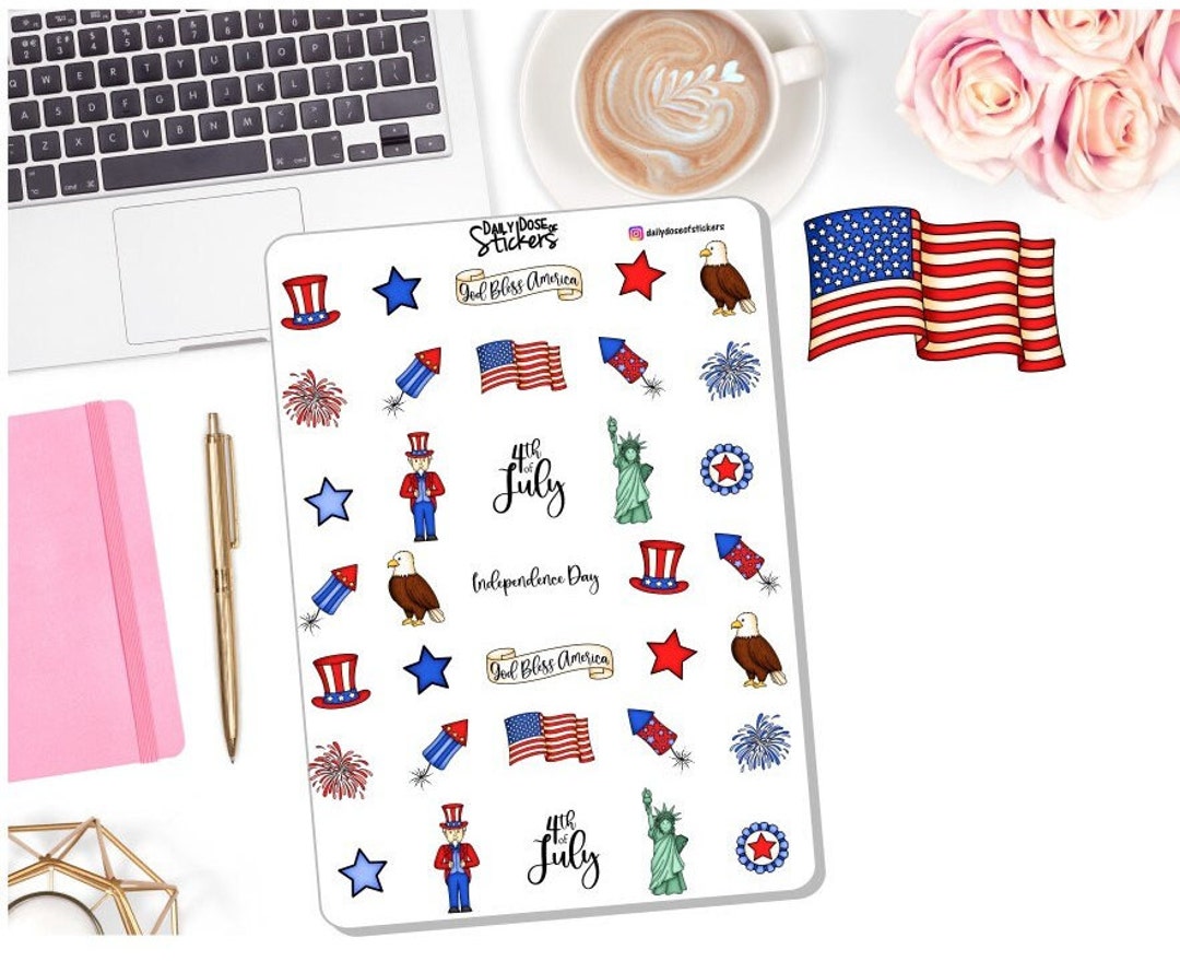 NEW! July 4th Sticker Set - Independence Day - Decor Stickers - Summer ...