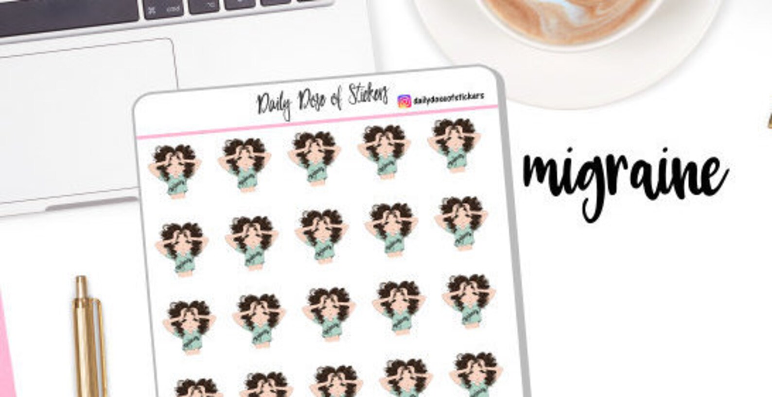 Headache Stickers & Migraine Stickers - Planner Stickers (dd-00303h-dd ...