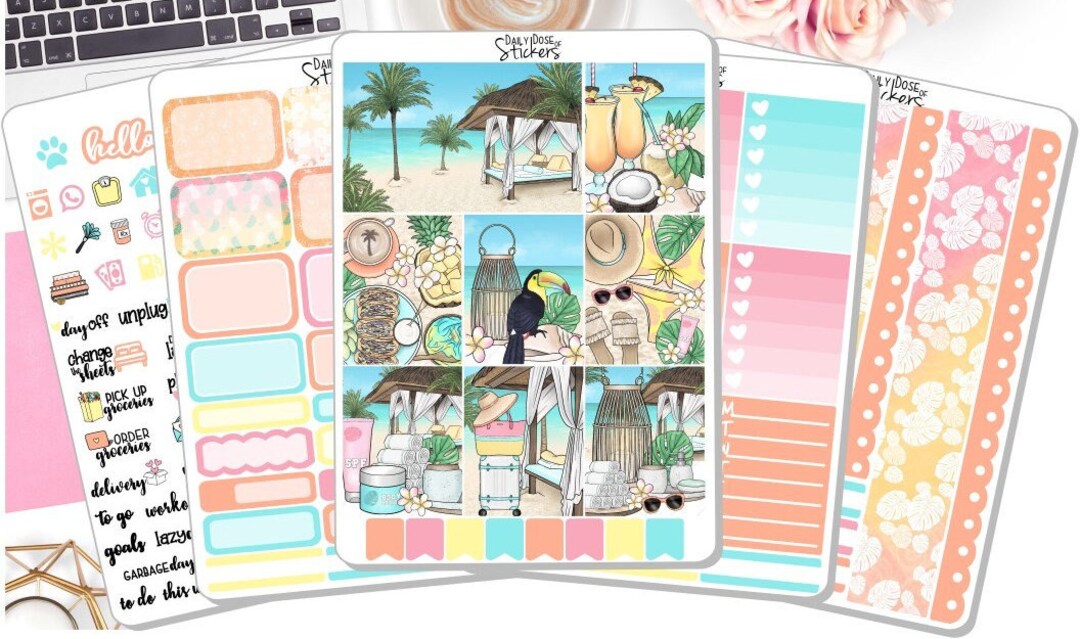 NEW! - Weekly Sticker Kit - Tropical Retreat - Beach Stickers - Summer ...