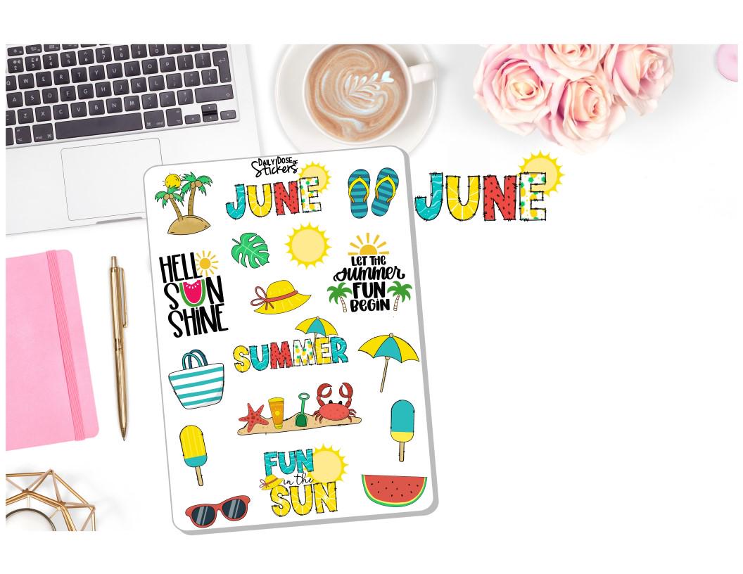 NEW! June Stickers - Journal Stickers - Journaling - Summer - Planner ...