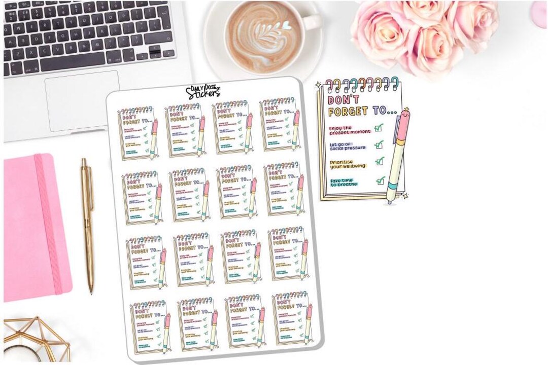 NEW! Don't Forget Stickers - Positive Checklist - Self Love - Planner ...