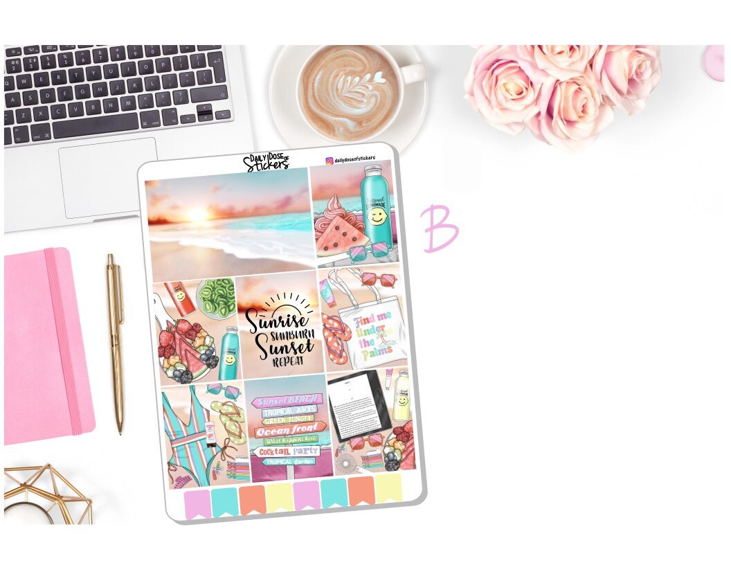 NEW! - Weekly Sticker Kit - Sunset - Summer Stickers - Beach Stickers ...