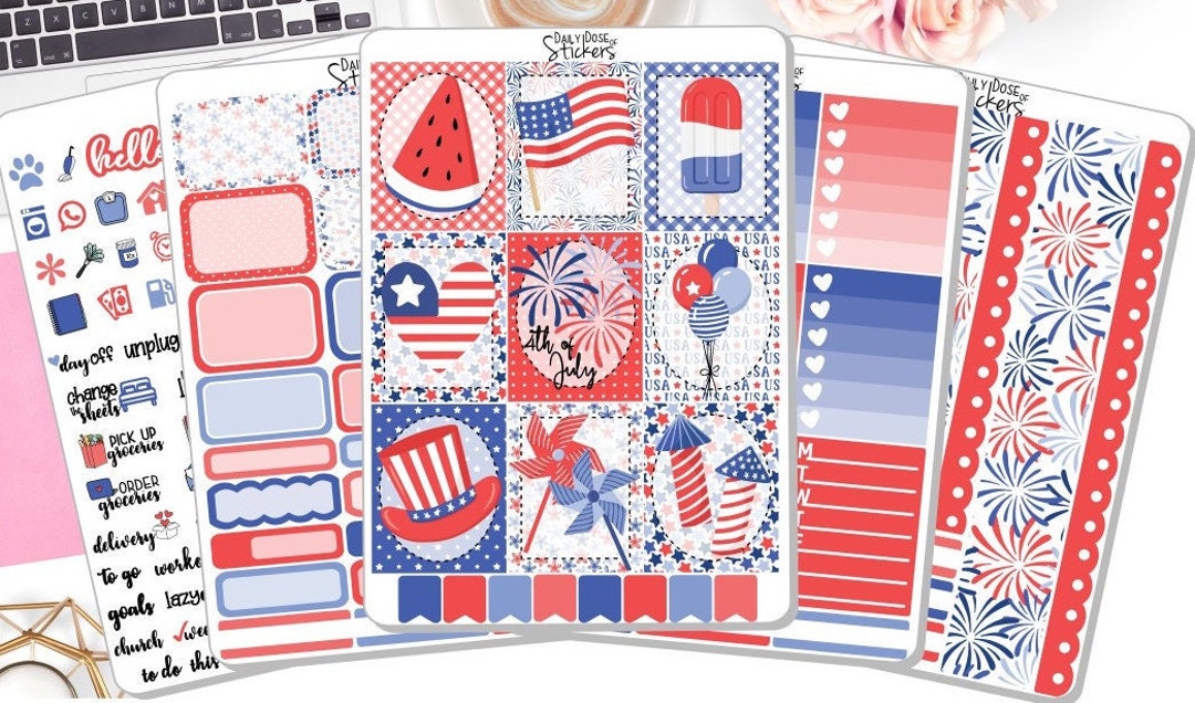 NEW! - Weekly Sticker Kit - 4th of July - July 4th - Sticker Kit ...
