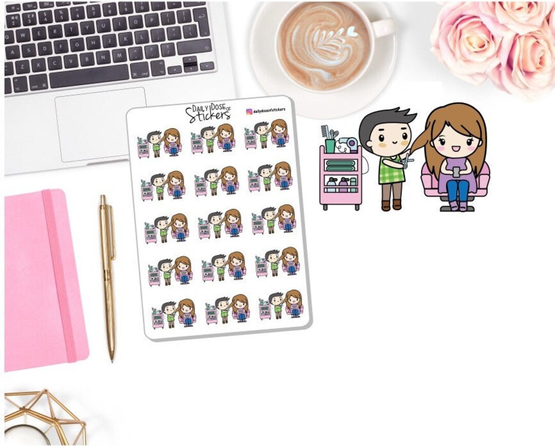 NEW! Hair Salon Character Stickers - Hair Cut Stickers - Hair Stickers ...