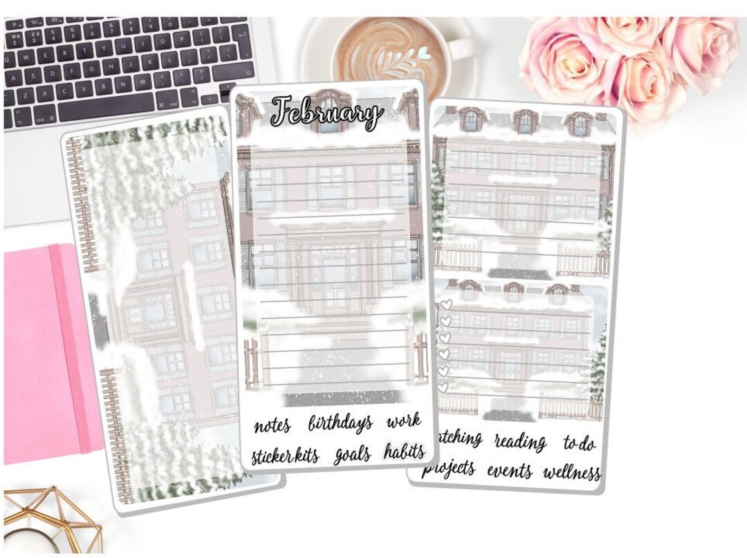 New February Notes Page Sticker Kit Cozy Winter Monthly - Etsy