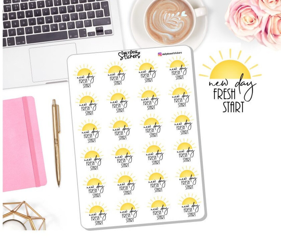 NEW! New Day Fresh Start Stickers - Script Stickers - Planner Stickers ...