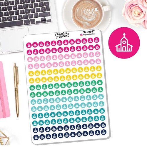 NEW Church Round Colorful Icons Planner Stickers Emily - Etsy