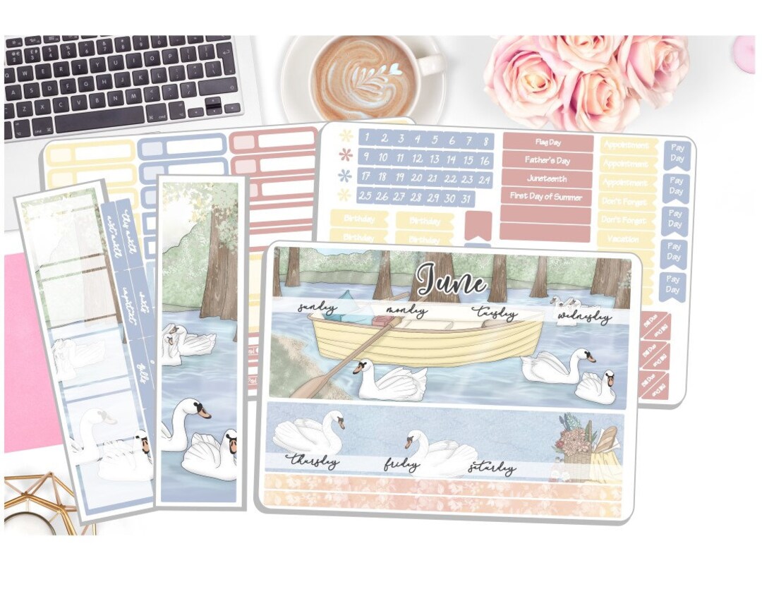 NEW! - Monthly June Sticker Kit - Swan Bright - June Monthly Kit ...