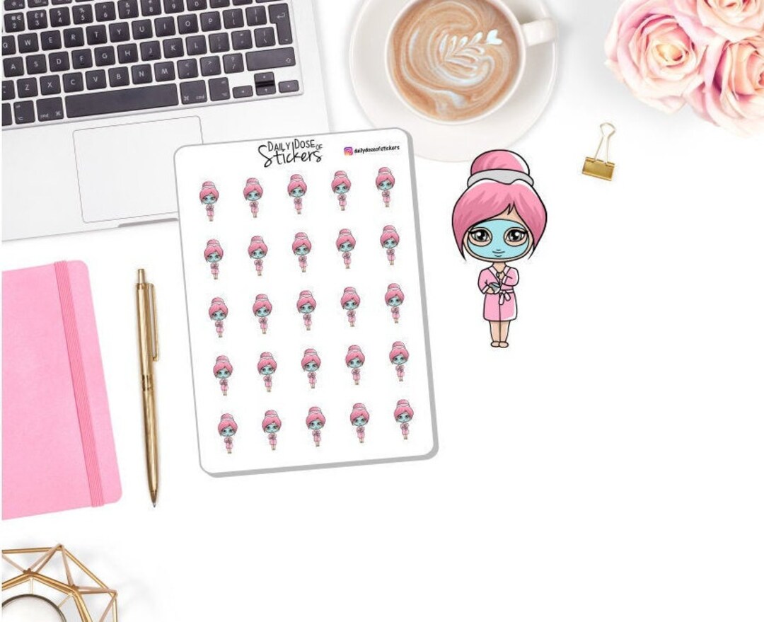 NEW Face Mask Character Pink Hair Character Character Stickers Planner ...