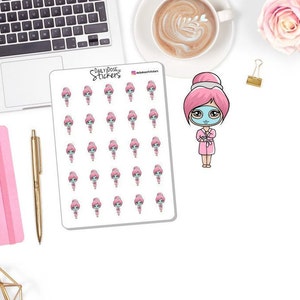 NEW Face Mask Character Pink Hair Character Character Stickers Planner ...