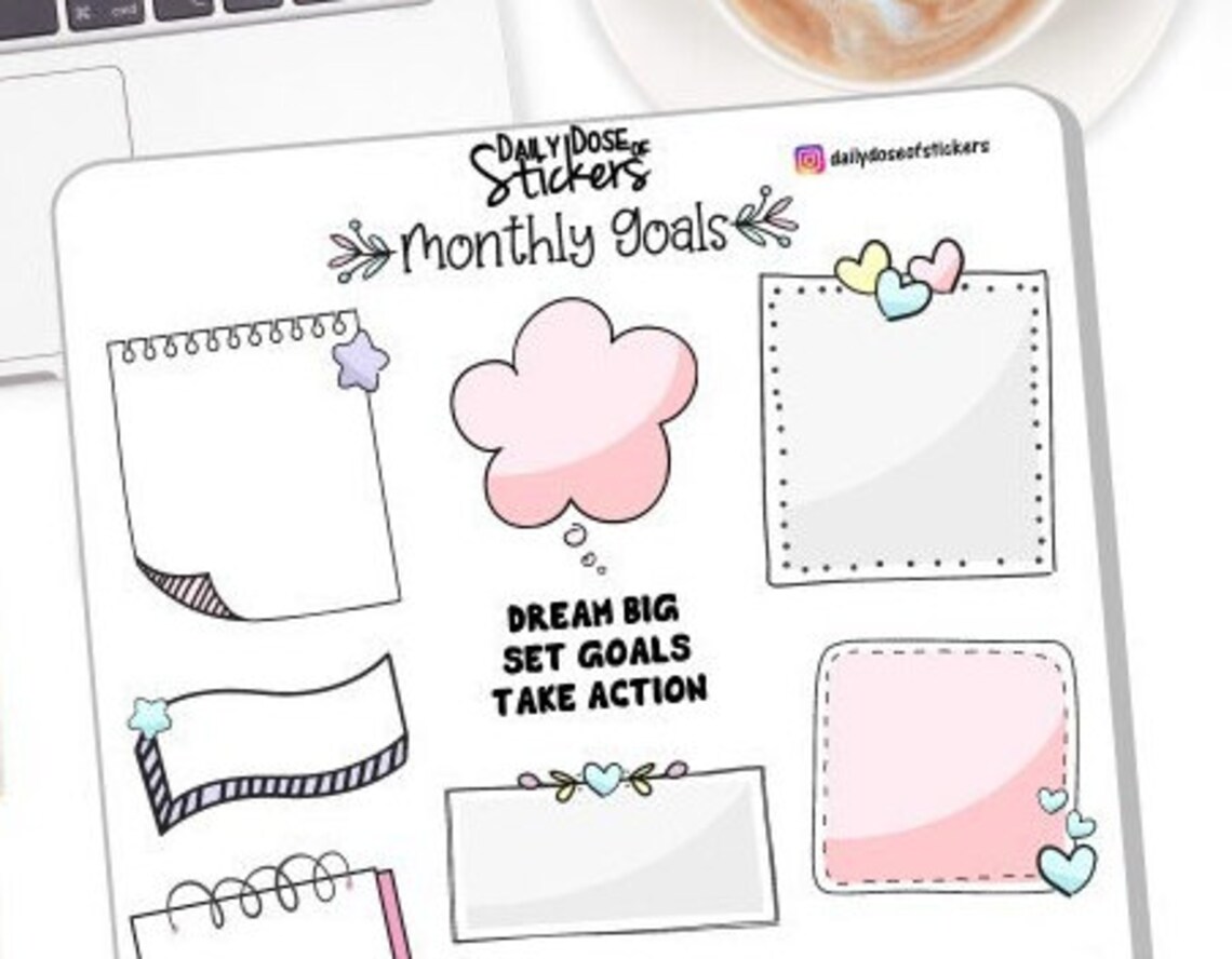 NEW Monthly Goal Sticker Sheet Monthly Plans Goal Setting - Etsy