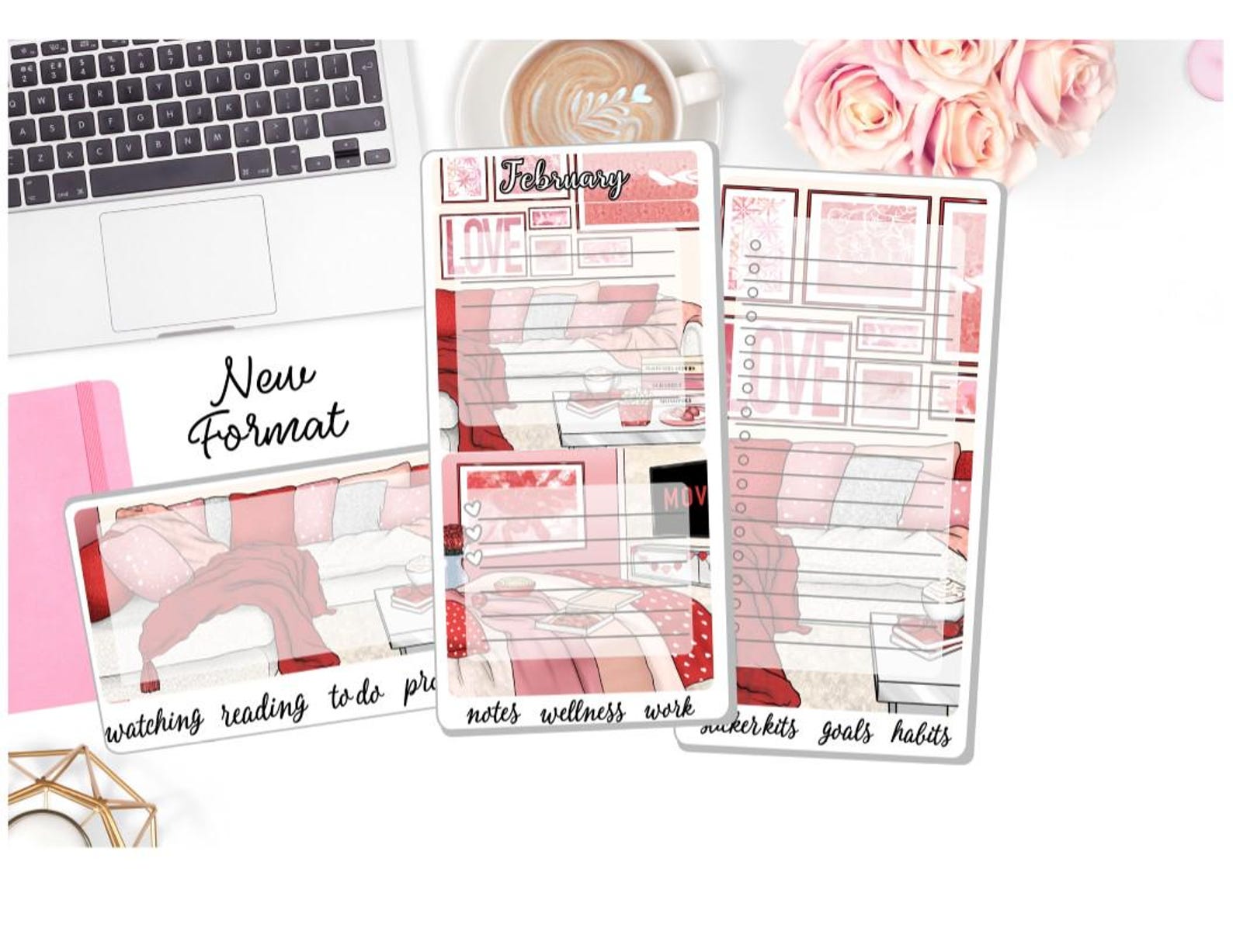 NEW! Monthly February Sticker Kit - Cozy Valentine - Monthly Kit ...