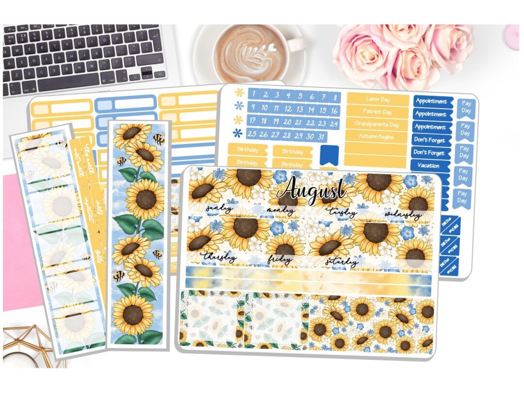NEW! - Monthly August Sticker Kit - August Monthly Kit - Planner ...