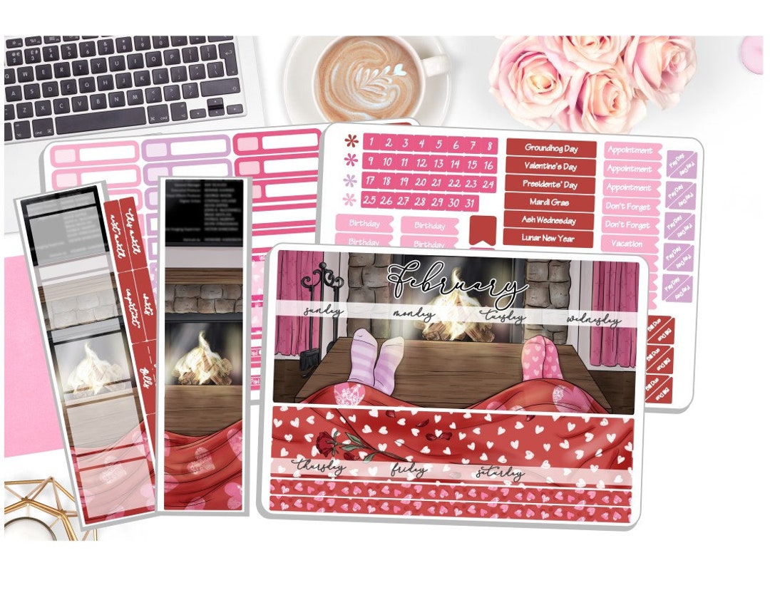 NEW! Monthly February Sticker Kit - Cozy Valentine - Monthly Kit ...