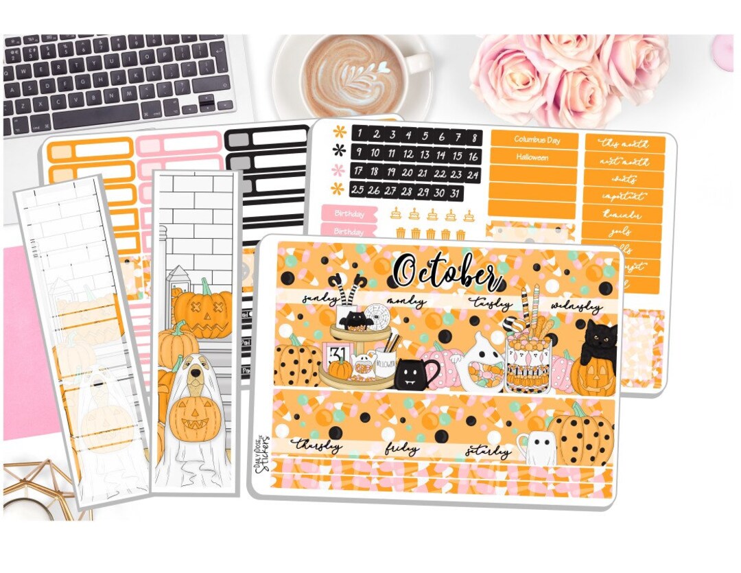 Monthly October Sticker Kit - Halloween - October Monthly Kit - Planner ...