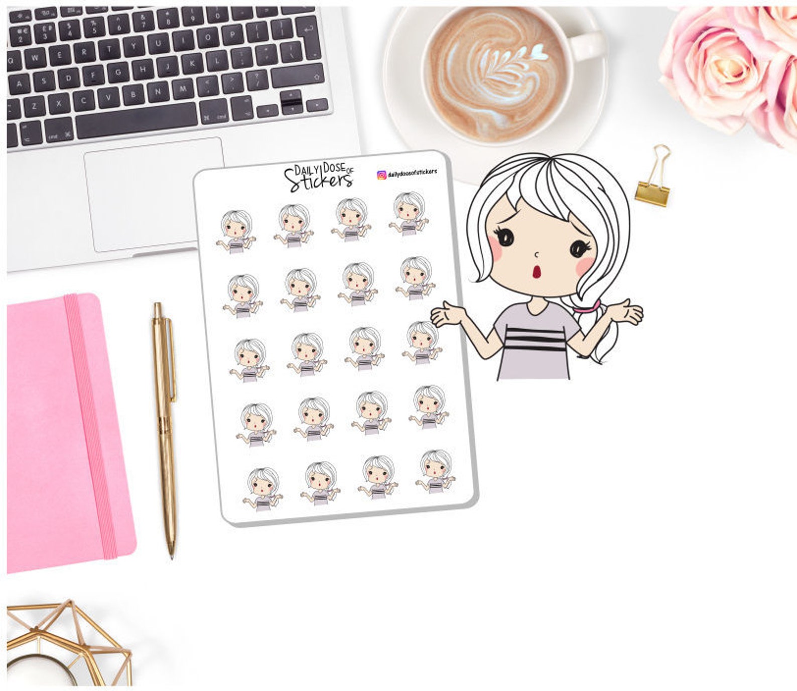 NEW Character Stickers Emotion Girl Willow Unsure | Etsy