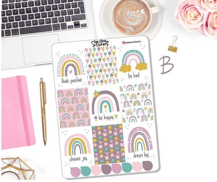 NEW Weekly Sticker Kit Be Happy Rainbow Sticker Kit | Etsy