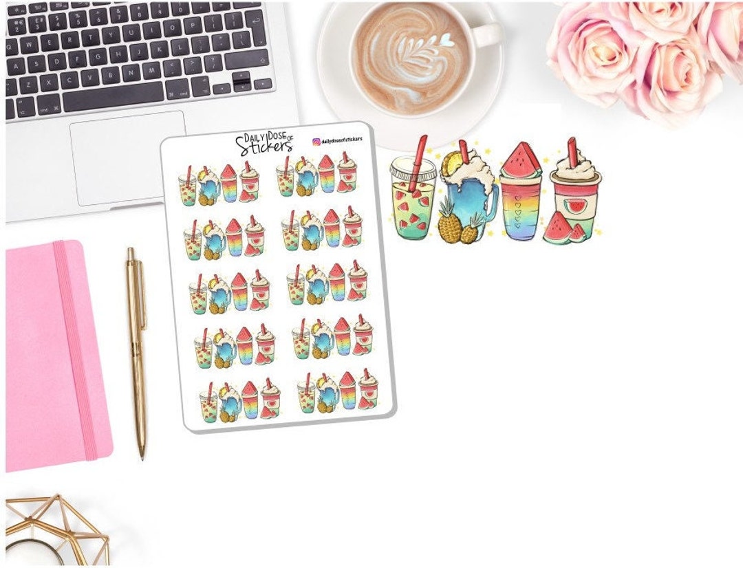 NEW! Summer Coffee Cups - Coffee Cup - Summertime - Planner Stickers DD ...