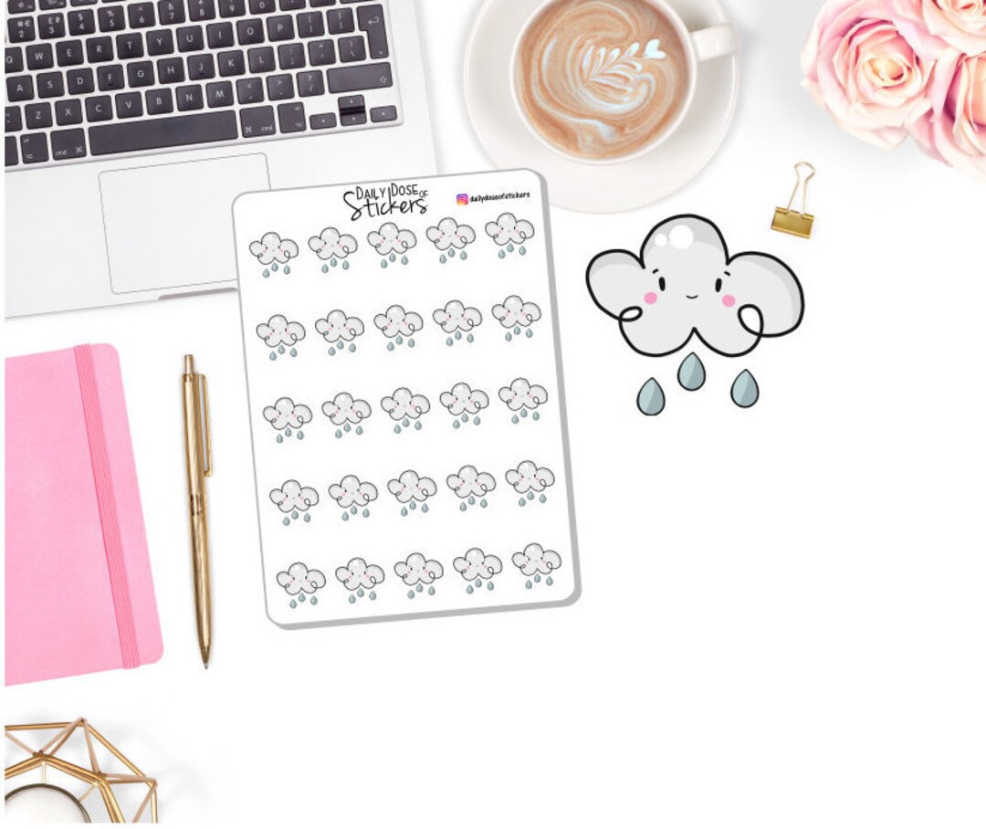 NEW! - Clouds With Rain - Weather Icons - Weather Stickers - Planner ...