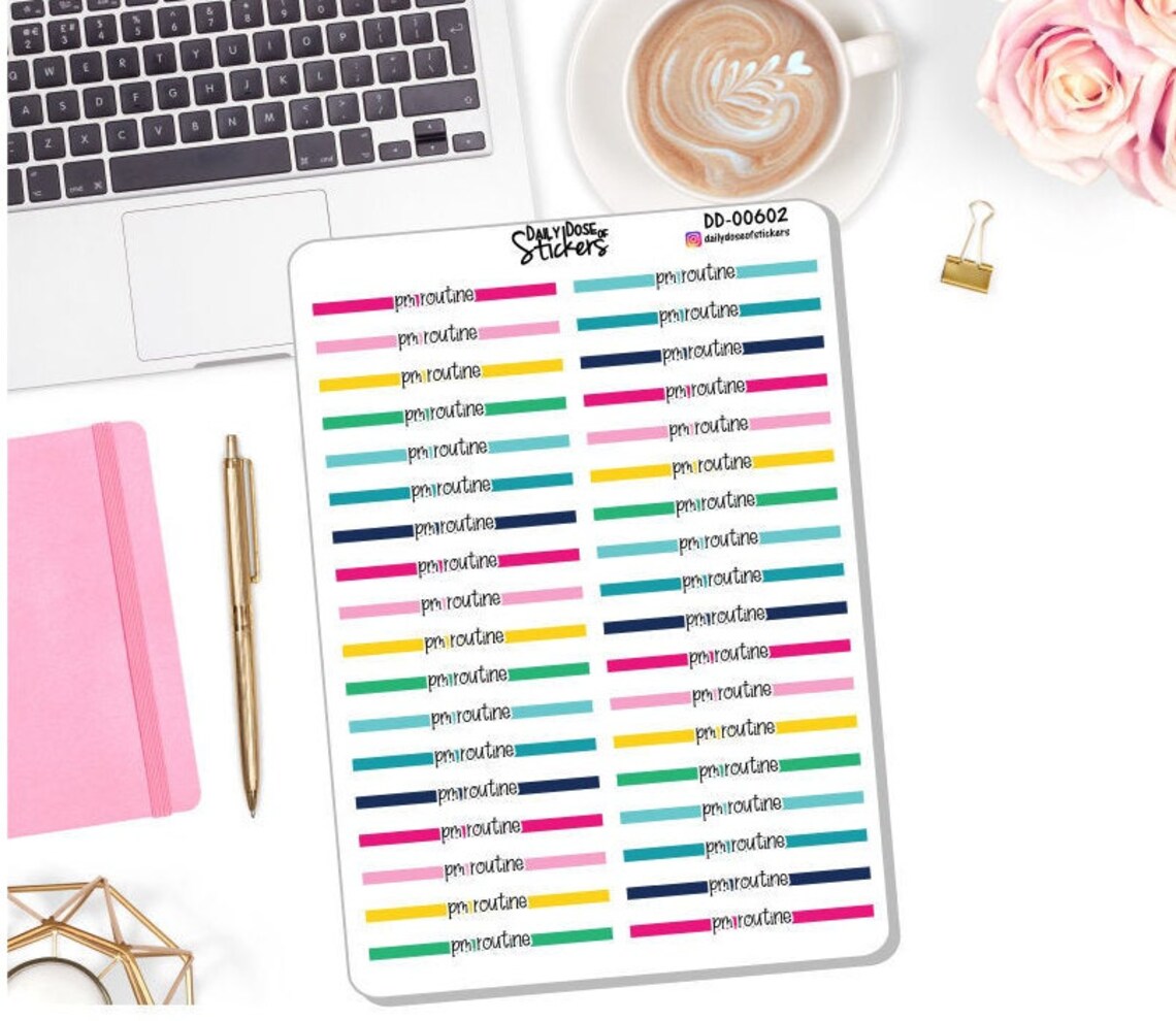 NEW Colorful PM Routine Time Block Stickers Planner - Etsy
