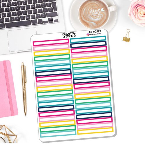 Colorful Double Line Outline Box Planner Stickers Emily - Etsy