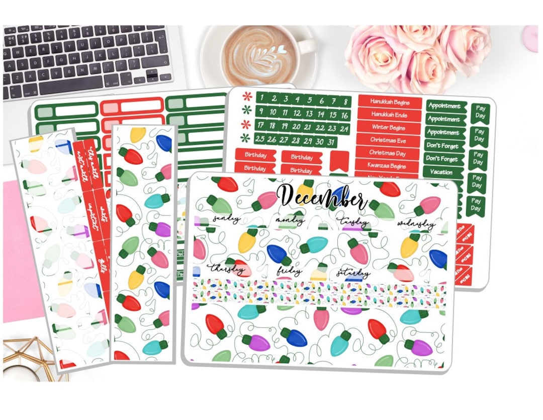 NEW Monthly December Sticker Kit Christmas Lights December Monthly Kit ...