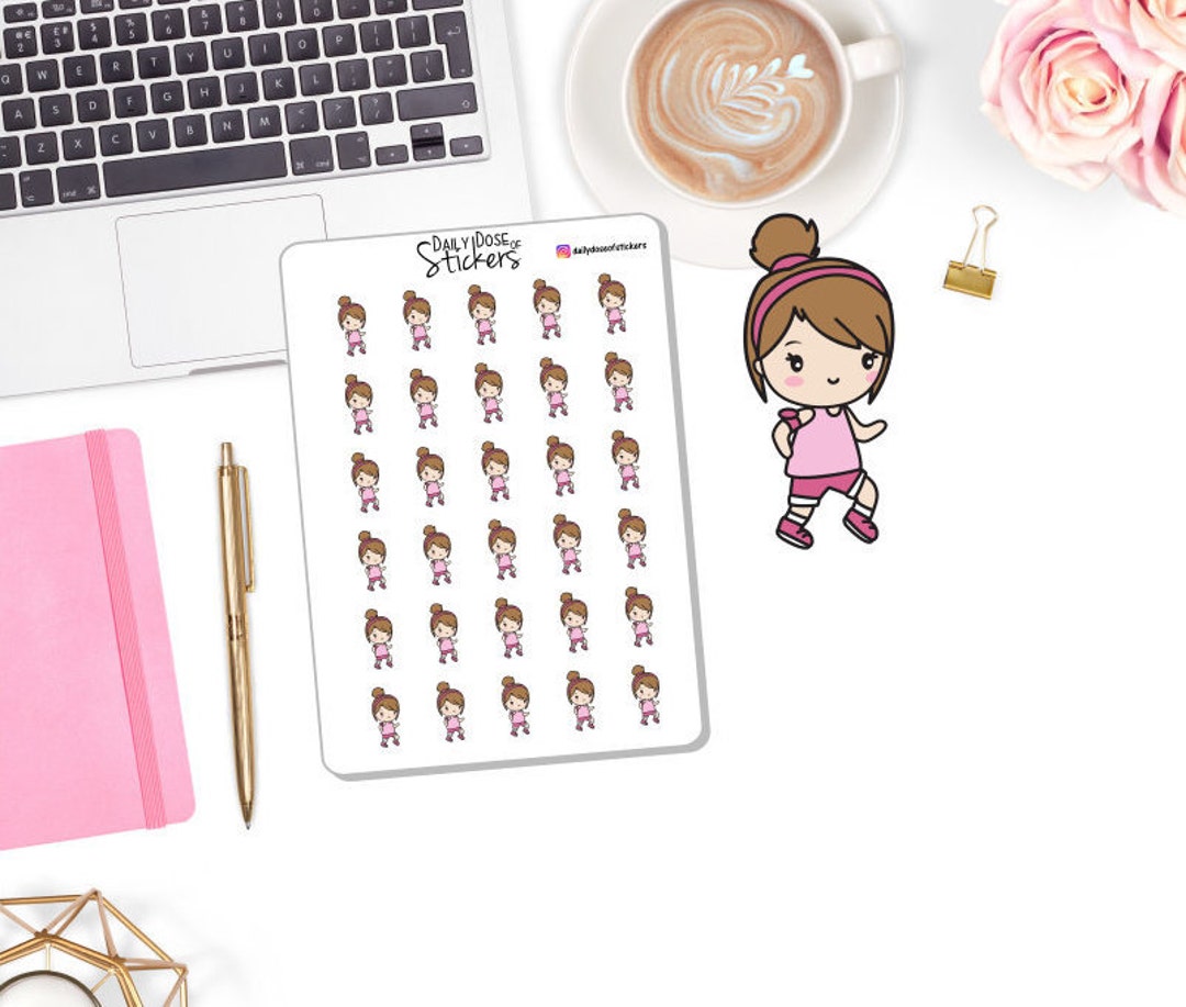 Walking Workout Character Stickers - Character Stickers - Planner Girl ...