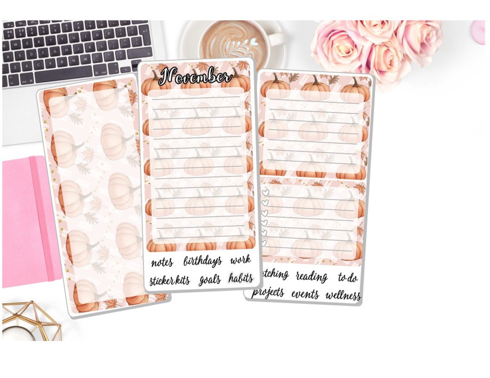 Monthly November Sticker Kit - Pumpkin - November Monthly Kit - Planner ...
