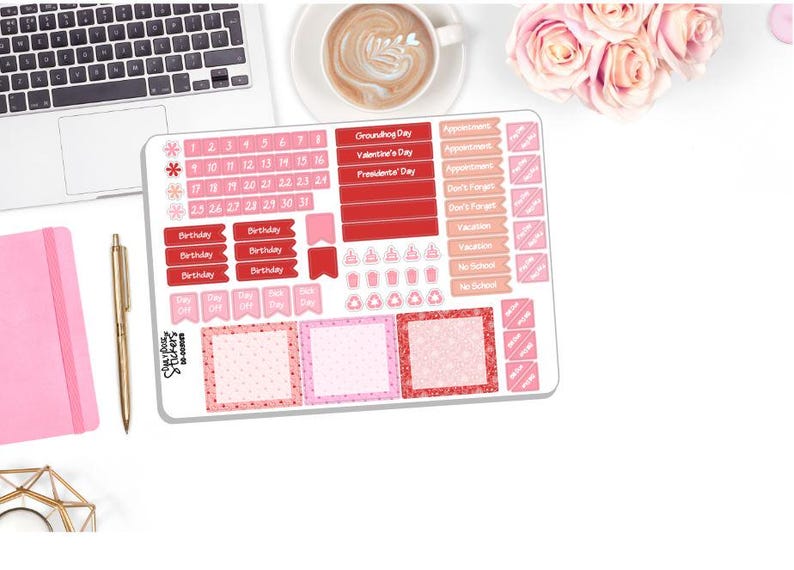 NEW! Monthly February Sticker Kit - Cozy Valentine - Monthly Kit ...
