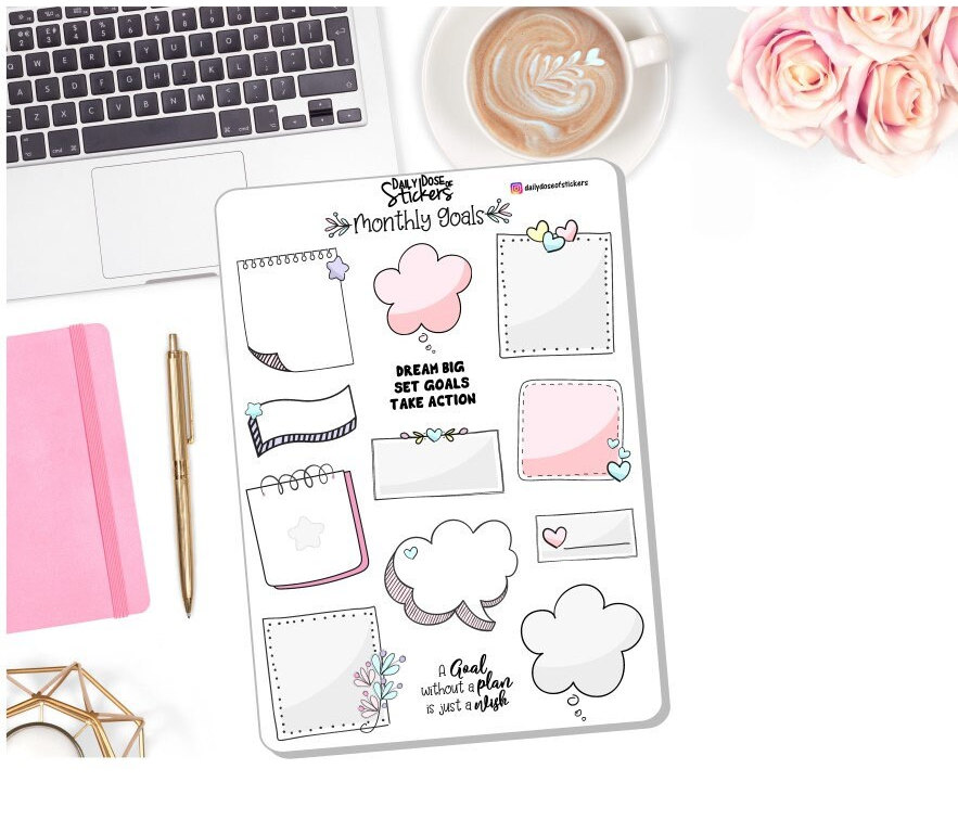 NEW Monthly Goal Sticker Sheet Monthly Plans Goal Setting - Etsy