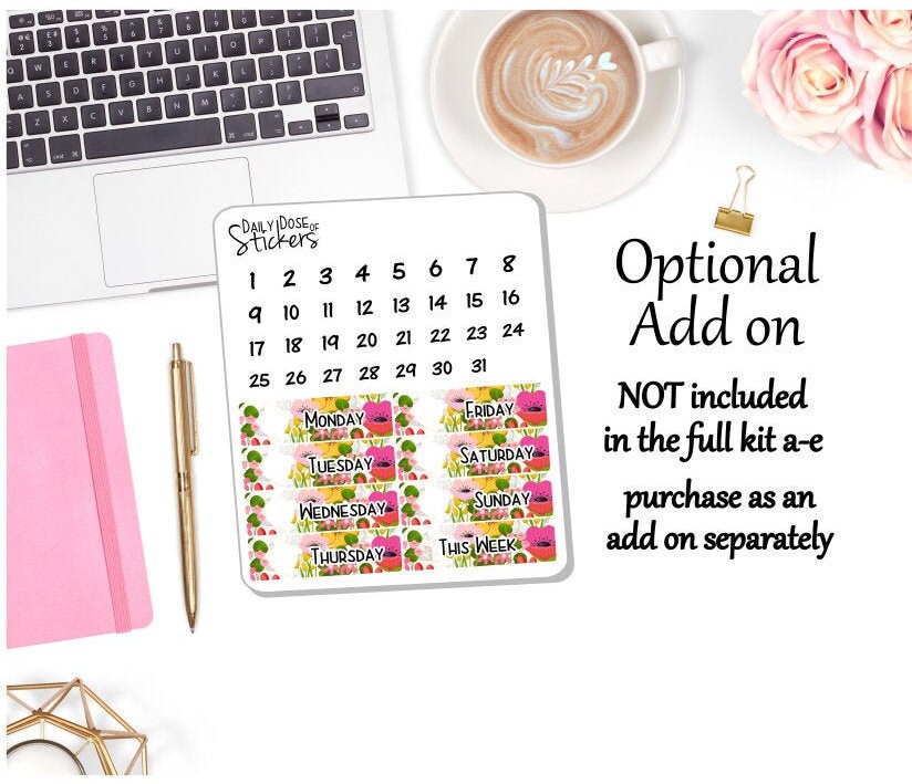 Weekly Sticker Kit Beautiful Fierce & Free Floral Sticker | Etsy