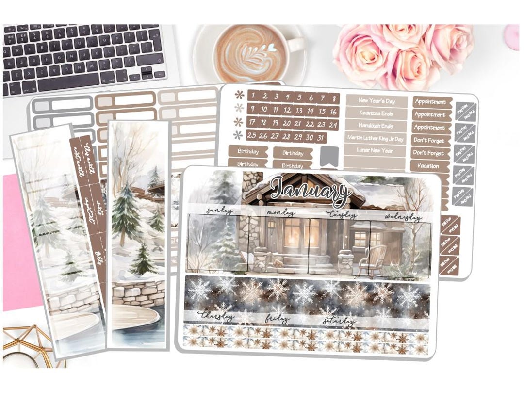 NEW! Monthly January Sticker Kit - Winter Spa - January Monthly Kit ...
