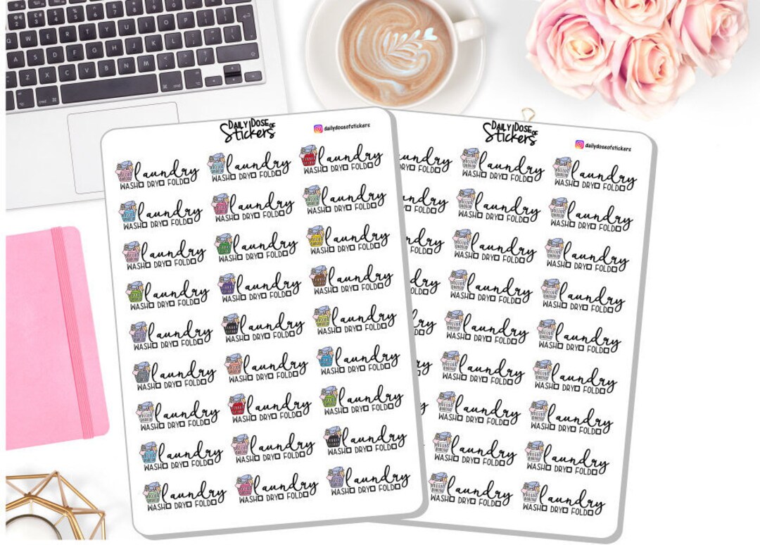NEW! Laundry Stickers - Laundry, Wash, Dry & Fold - Planner Stickers ...