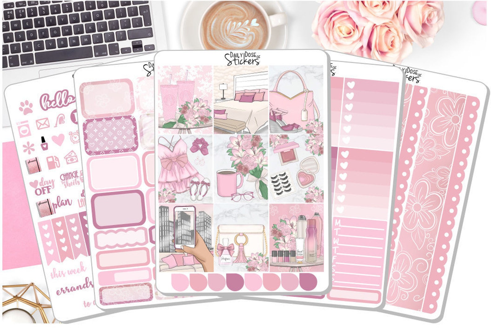 NEW Pretty in Pink Sticker Kit Planner Stickers - Etsy