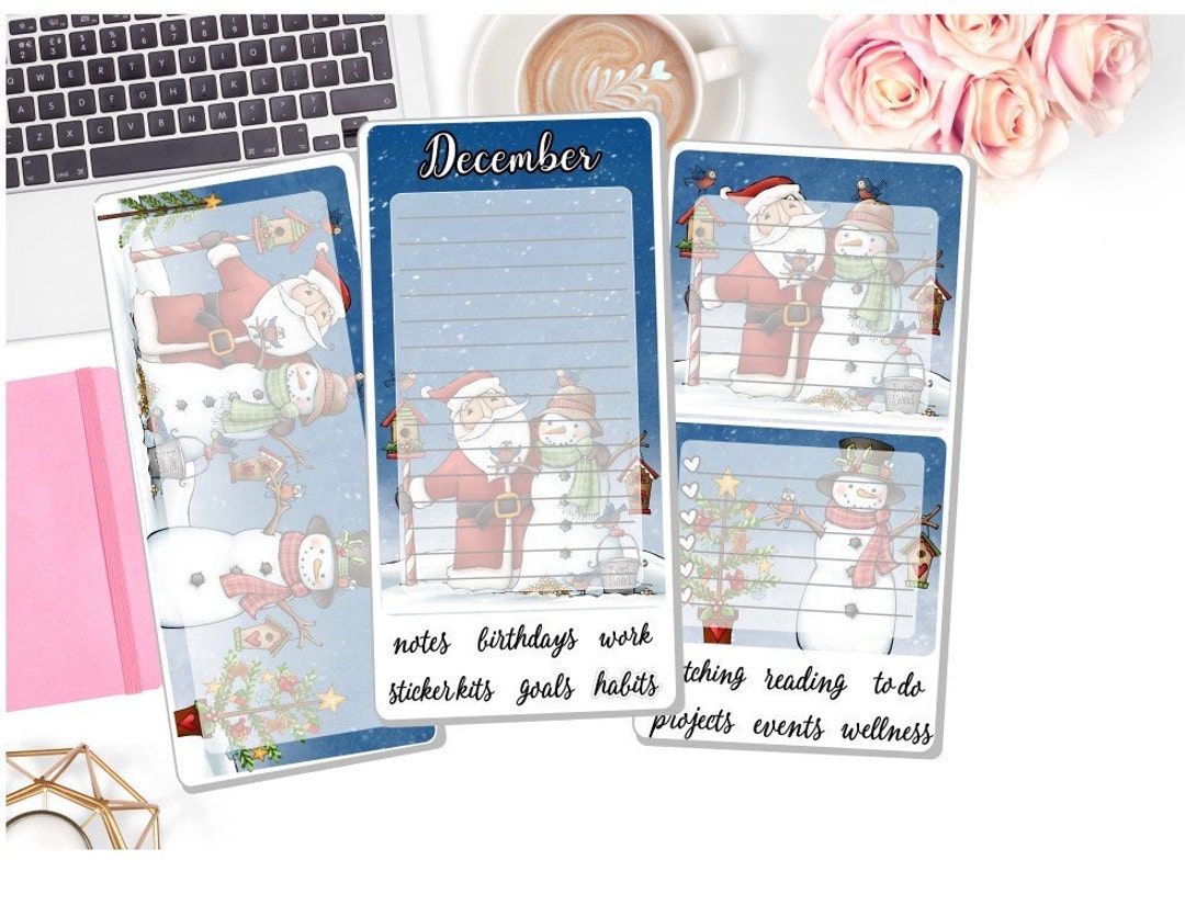 New December Notes Page Sticker Kit Christmas Characters Monthly ...
