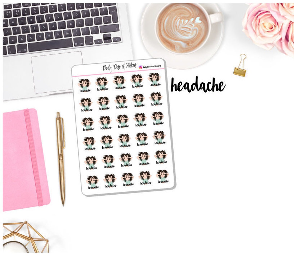 Headache Stickers & Migraine Stickers - Planner Stickers (dd-00303h-dd ...