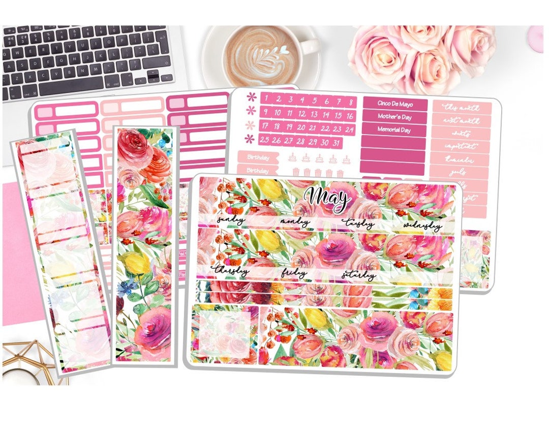 NEW! - Monthly May Sticker Kit - Watercolor Spring Floral - May 2022 ...