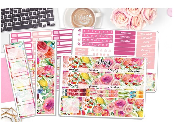 NEW Monthly May Sticker Kit Watercolor Spring Floral | Etsy