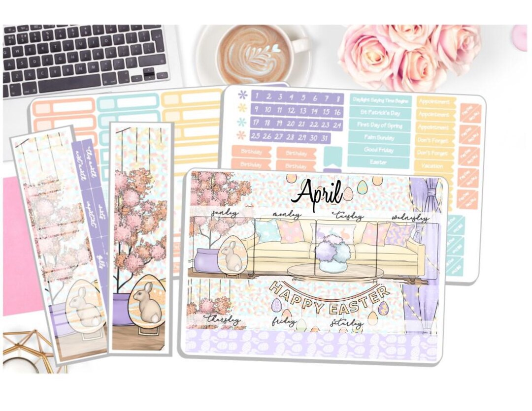 NEW! - Monthly April Sticker Kit - Happy Easter - Easter Monthly Kit ...