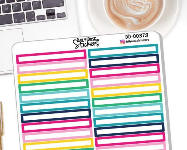 Colorful Single Line Box Outline Planner Stickers Emily - Etsy